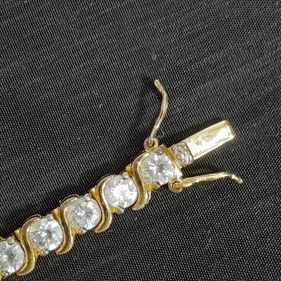 Tennis Bracelet 7" S-link HAN-China, Beau Sparkling cz stones ,925 ...