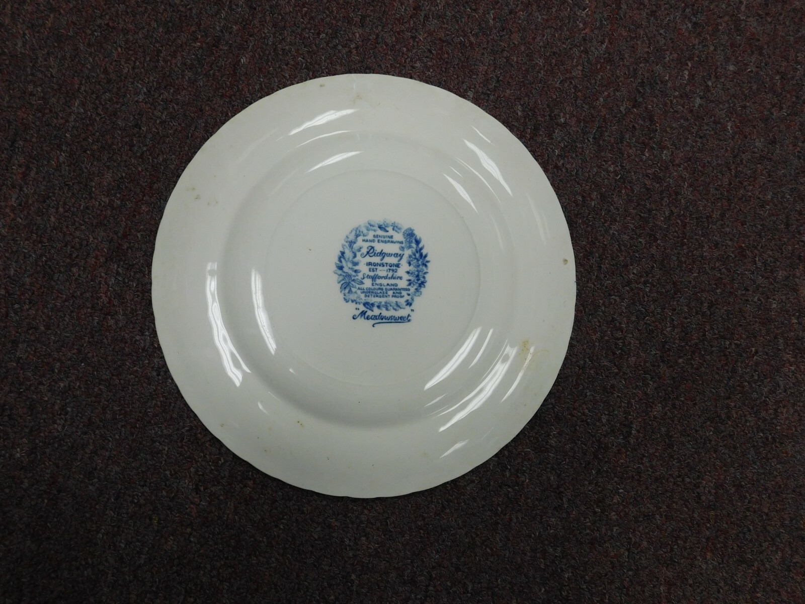 1 VINTAGE Ridgeway Ironstone Staffordshire England Meadowsweet Plate ...