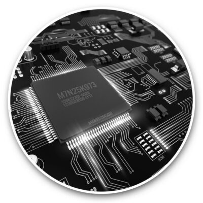 2 x Vinyl Stickers 7.5cm (bw) - Electronic Circuit Board Gaming #43027 ...