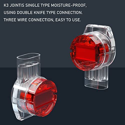 UR IDC Connector 100PCS Red Clear Data Phone Wire Butt Splice 3 Ports ...