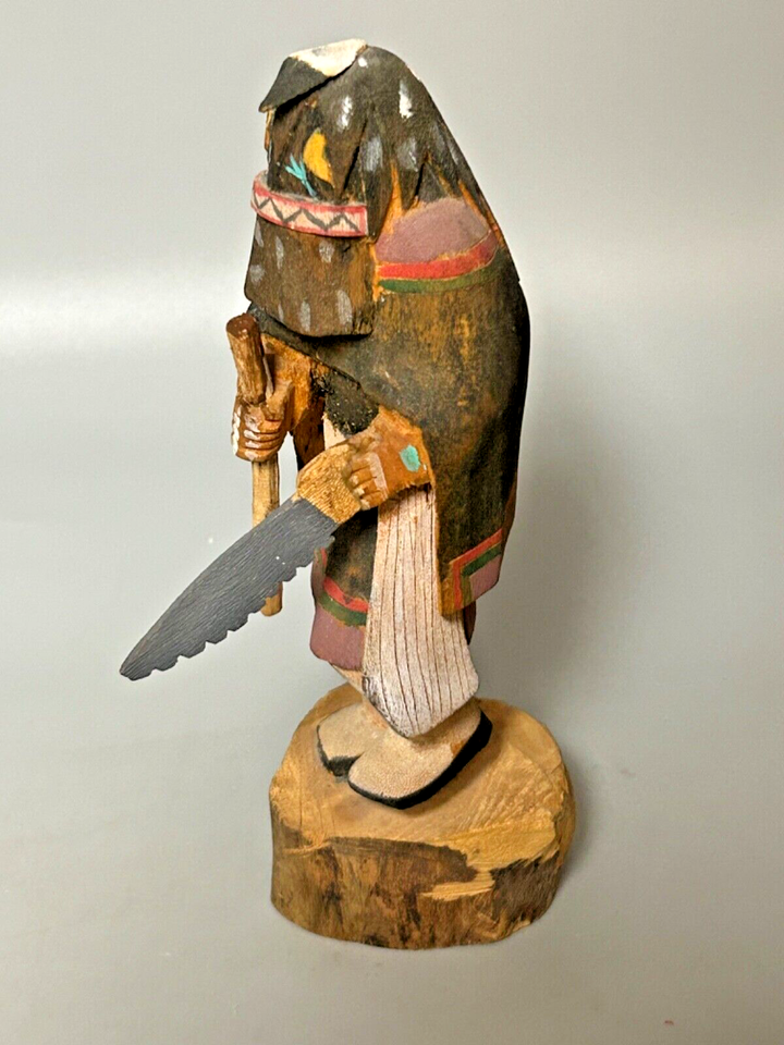 8" Hopi Kachina Ogre Woman Soyok Wuhti with Sword & Staff by Warren K ...