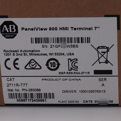 Allen Bradley 2711R-T7T PANELVIEW 800 7-INCH HMI TERMINAL Factory ...