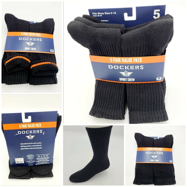 DOCKERS D51014 Crew Sock for Men - Black (Pair of 5) for sale online | eBay
