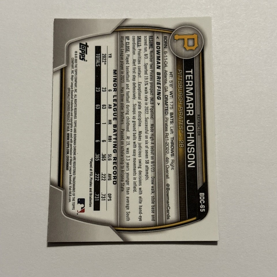Termarr Johnson 2023 Bowman Chrome Draft Prospects Refractor #BDC65 ...