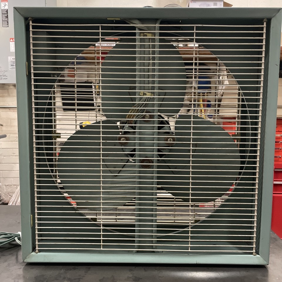 GE Vintage Metal Box Fan General Electric 3 Speed 3 Blade Reversible ...