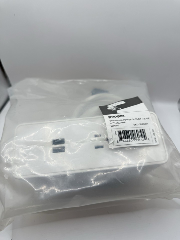 Poppin Omni Dual Power Outlet + 2usb With Clamp White | eBay