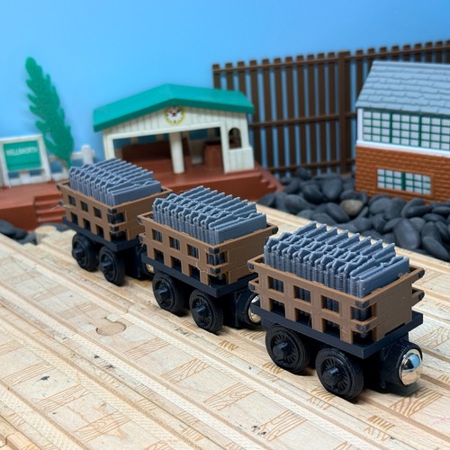 Wooden Railway 3 Narrow Gauge Brown Slate Cargo Trains Custom for ...