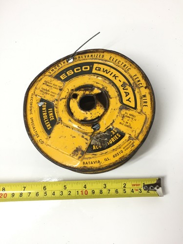 Vintage Metal Spool Esco Qwik Way Smooth Galvanized Electric Fence Wire ...
