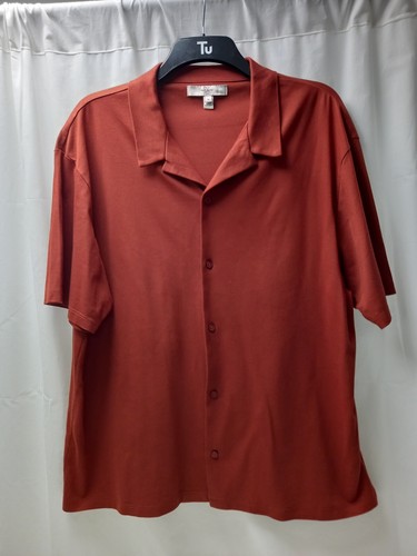 ️ River Island Rusty Brown Soft Fabric Open Collar Shirt Size XL Vgc | eBay