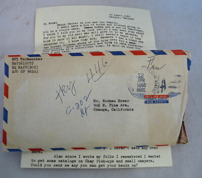 US 1966 Military Postal cover Vietnam letter Hower Turhauckas Marine | eBay