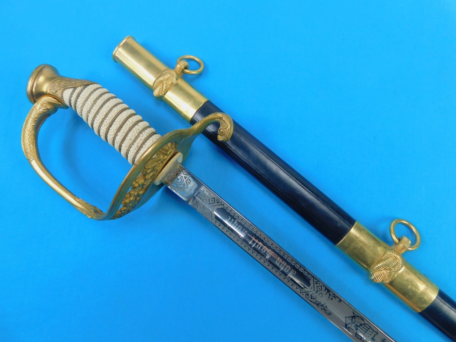 Vintage US German Made Model 1852 Engraved Navy Officer's Sword w ...