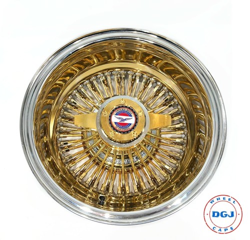 13x7 Zenith Style Rev 72 Straight Spokes Center Gold Lowrider Wire ...
