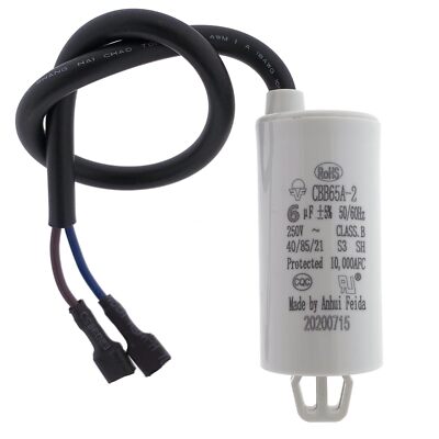 CBB65A-2 6uF 250VAC 50/60Hz Compressor Run & Start Capacitor 40/85/21 ...