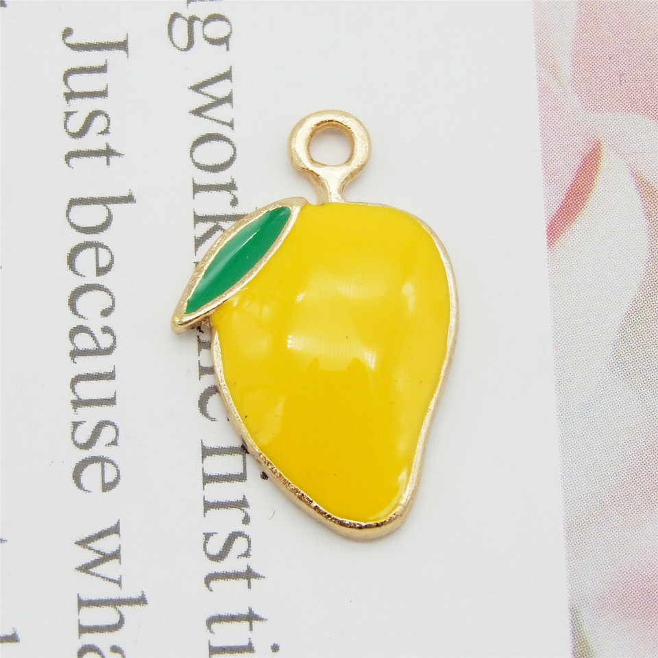 18pcs 22x14mm Alloy Enamel Yellow Mango Fruit Pendant Charms Jewelry ...