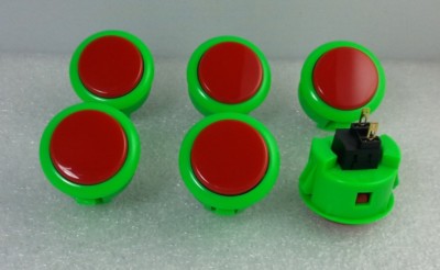 Japan Sanwa Mix Buttons Green Red x 6 pcs Video Game Arcade Parts OBSF ...