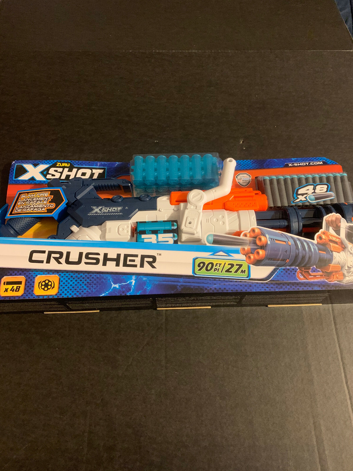 Zuru XShot Excel Crusher 48 Darts up to 90 Feet Slam Fire Auto Rotating ...