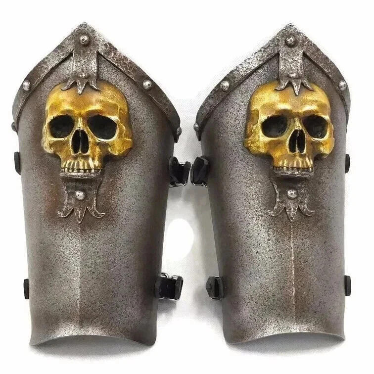 Medieval Cosplay Larp Steel Arm Guard Armor Ominous Bracers Skull Arm ...