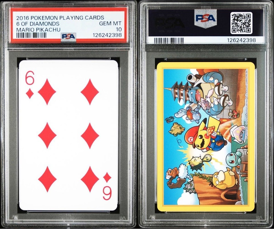 10 Pokemon Nintendo 2016 Mario Pikachu Playing Cards Diamond 6 10 No ...
