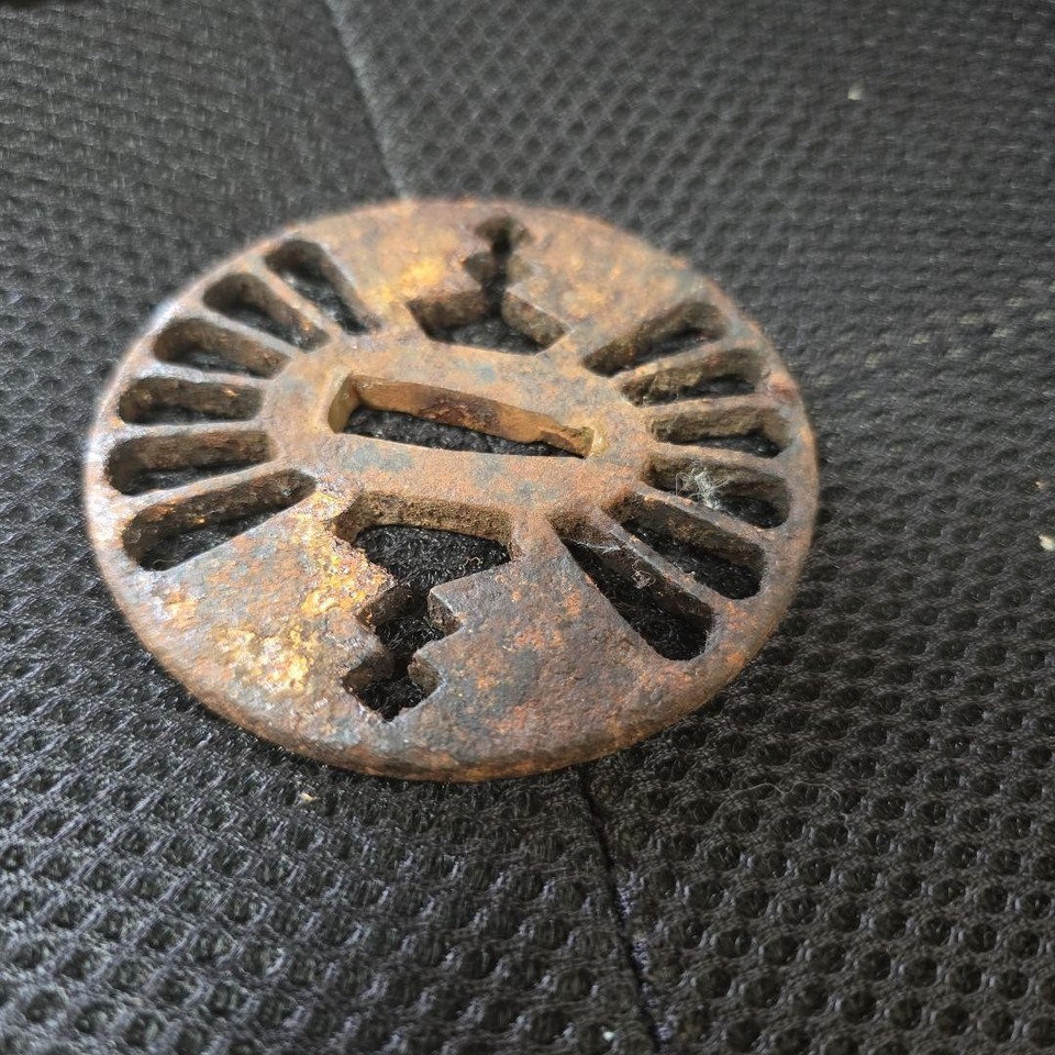 Rusty Metal Tsuba Circular Cutout Design for Samurai Sword, Used | eBay