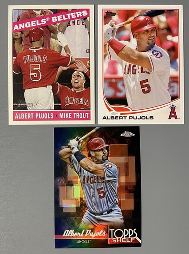3 Albert Pujols 2013 Topps Base, 2014 Chrome Topps Shelf, 2015 Heritage ...