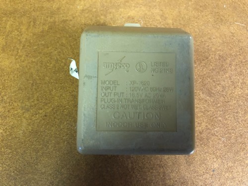 Amseco XP-1620 Plug-In Transformer Input: 120VAC 60Hz 26W Output: 16 ...