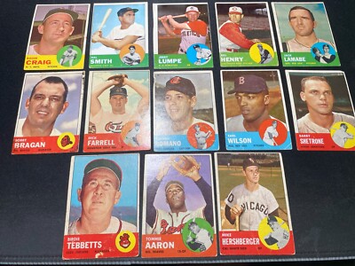 13 Card Lot of 1963 Topps Baseball Cards - Low Grade - Wrinkles | eBay