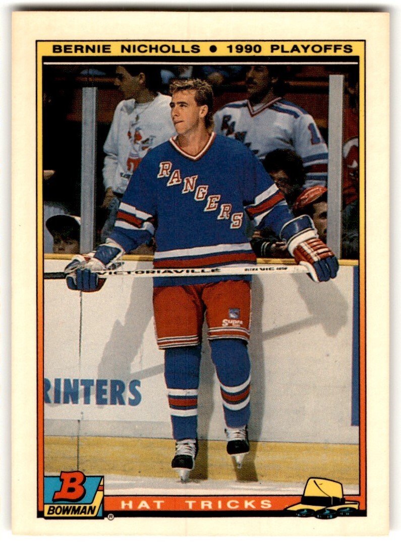 1990-91 Bowman Hat Tricks Bernie Nicholls #20 New York Rangers | eBay