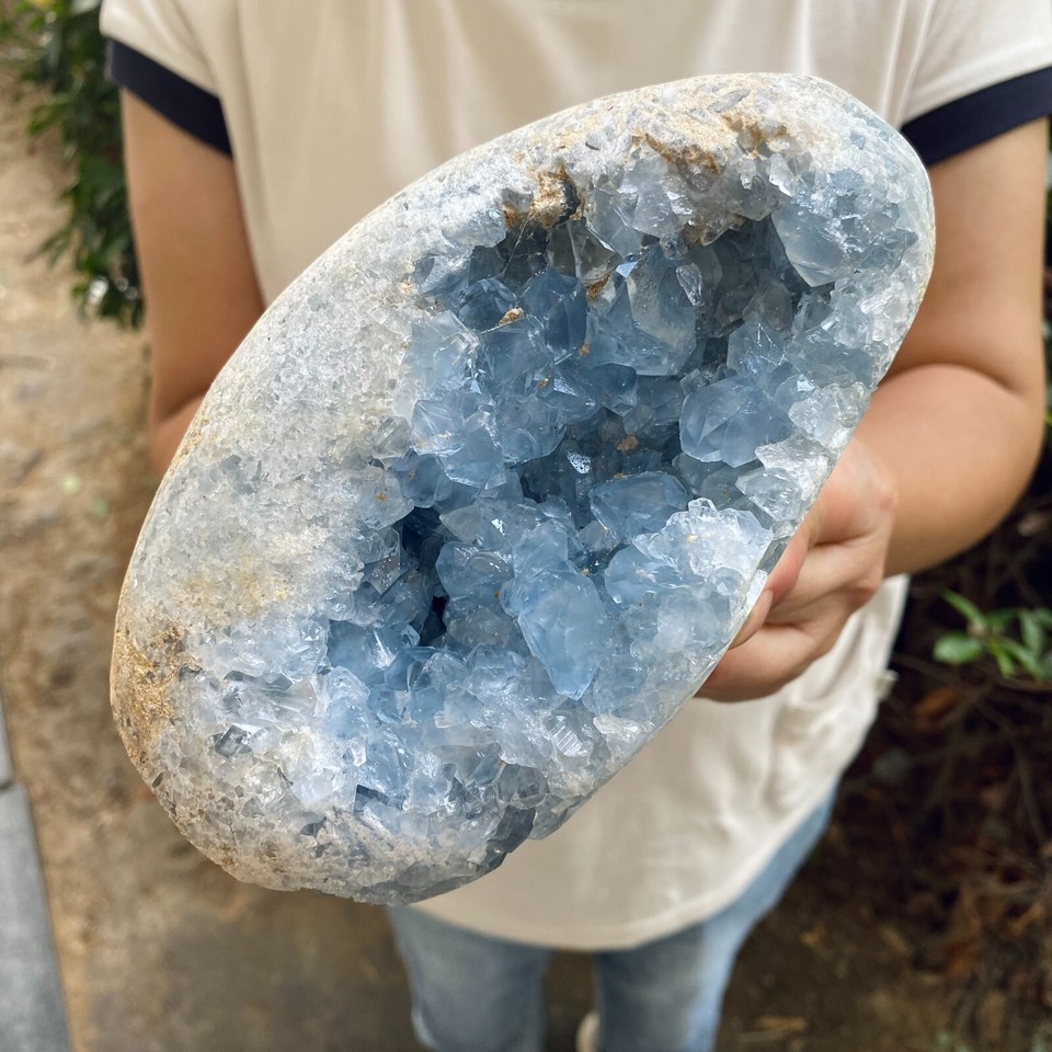 5LB Natural Beautiful Blue Celestite Crystal Geode Cave Mineral ...