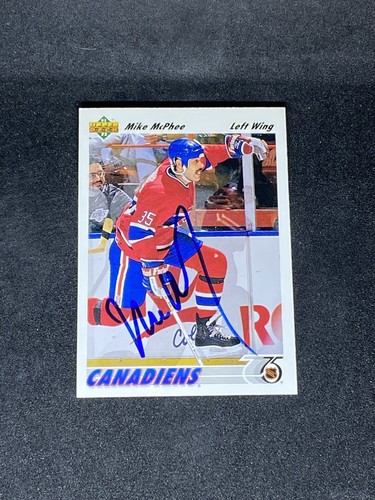 Mike McPhee 1991-92 Upper Deck #487 Montreal Canadiens Signed ...