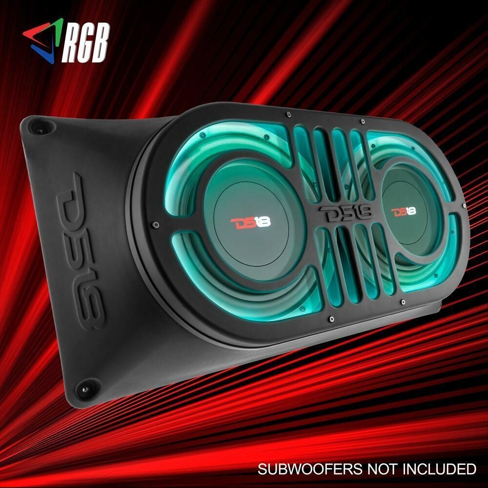 DS18 JBASS 10" Shallow Subwoofer RGB LED Enclosure Box Jeep Wrangler JK ...
