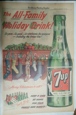 7-Up Ad: Fresh Up With Seven-Up! Holiday Drink! from 1950's Size 15 x ...