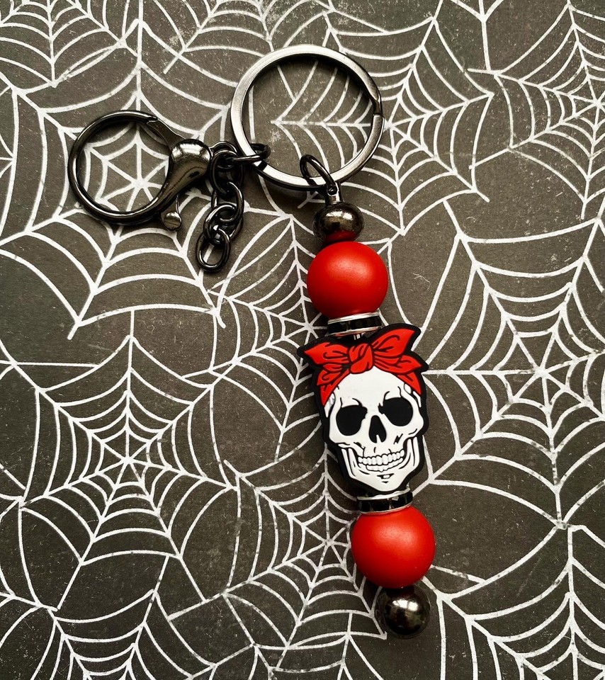 Gothic Spooky Ghoul Lady Skull Keychain | eBay