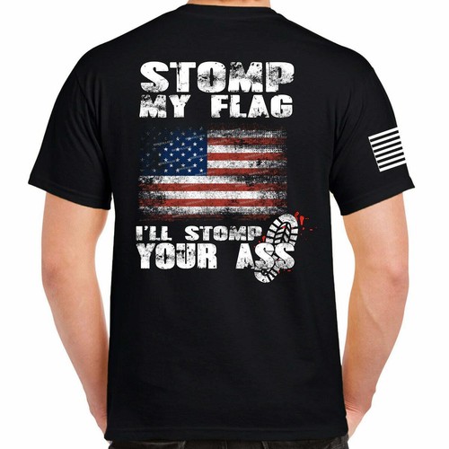 Stomp My Flag Patriotic Rider Biker Tattoo Skull Motorcycle no Harley T ...