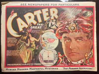 Carter the Great Magician, rare flyer, 8X10, highlighting 6 shows ...