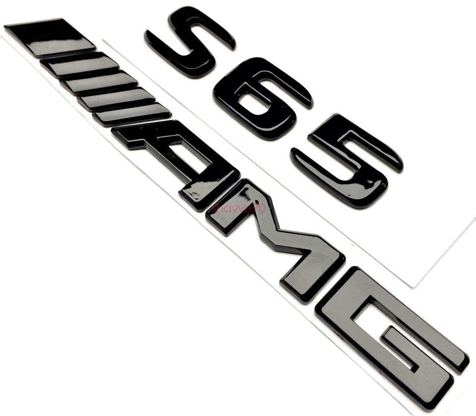 #2 BLACK S65+AMG FIT MERCEDES S65 REAR TRUNK EMBLEM BADGE NAMEPLATE ...