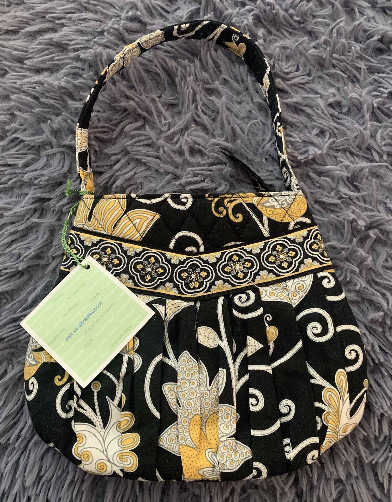 Vera Bradley Yellow Bird Small Womens Purse/Black Bucket Floral Zipper ...