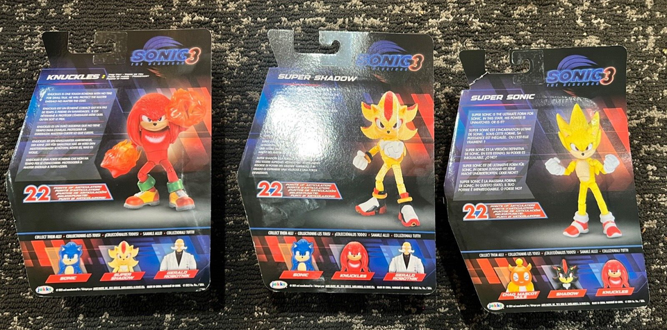 Sonic The Hedgehog Movie 3 LOT of 3 NEW Super Sonic Super Shadow ...