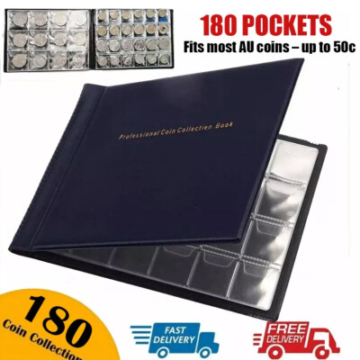180 Coins Coin Album Australian Coin 50c Collection Folder Book Holds ...