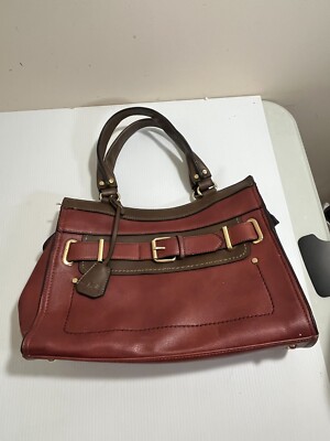 Simply Noelle Ladies Purse Cranberry Red & Brown Handbag Shoulder Bag ...