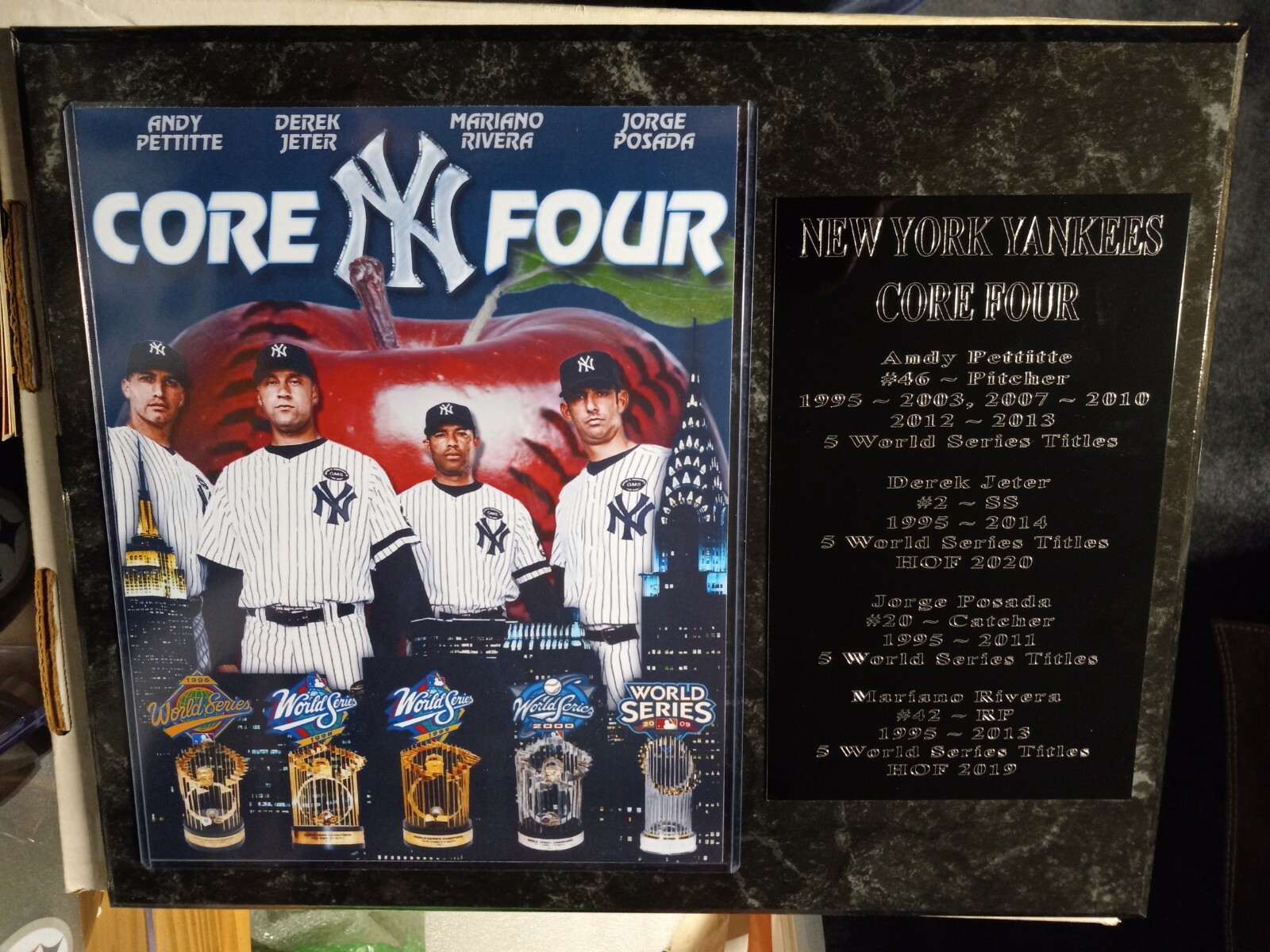 New York Yankees Core 4 plaque, Jeter/Rivera/ Pettitte/Posada- New ...