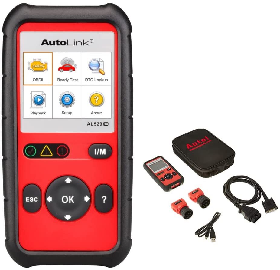 Autel AL529HD AutoLink OBD2 Scanner Heavy Duty Diesel Truck Code Reader ...