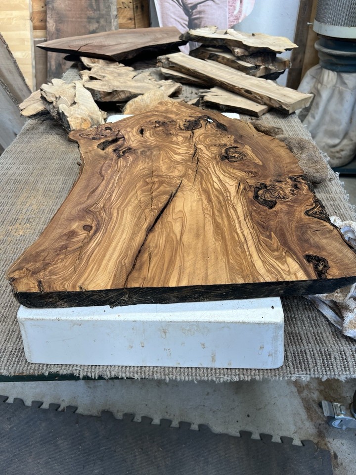 Olive wood slab 200 yr old trees from Calif rawcut salvaged 18x24 #105 ...