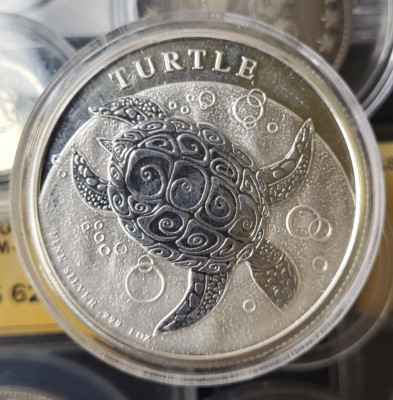 2022 Taku Hawksbill Turtle 1 oz .999 fine silver coin Nuie in capsule ...