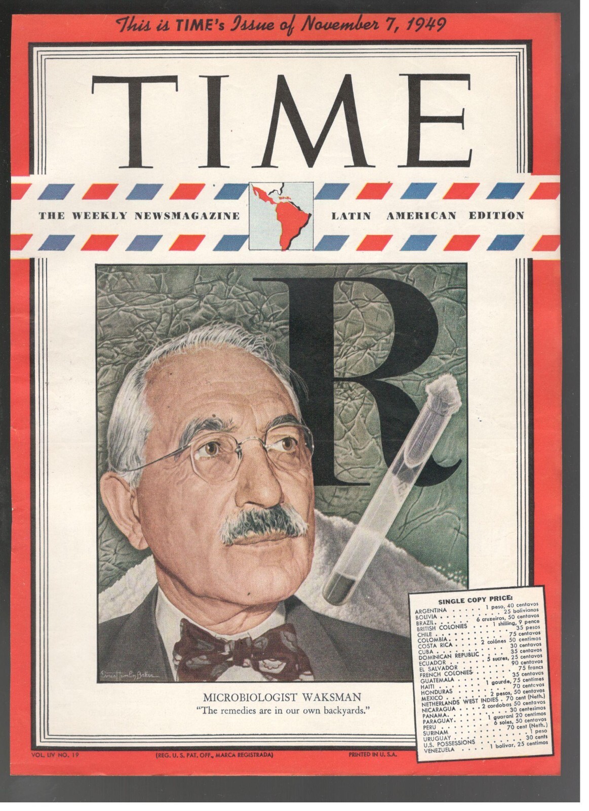 Selman Waksman Microbiologist E.Hamlin Baker Time 1949 Cover 1 Original ...