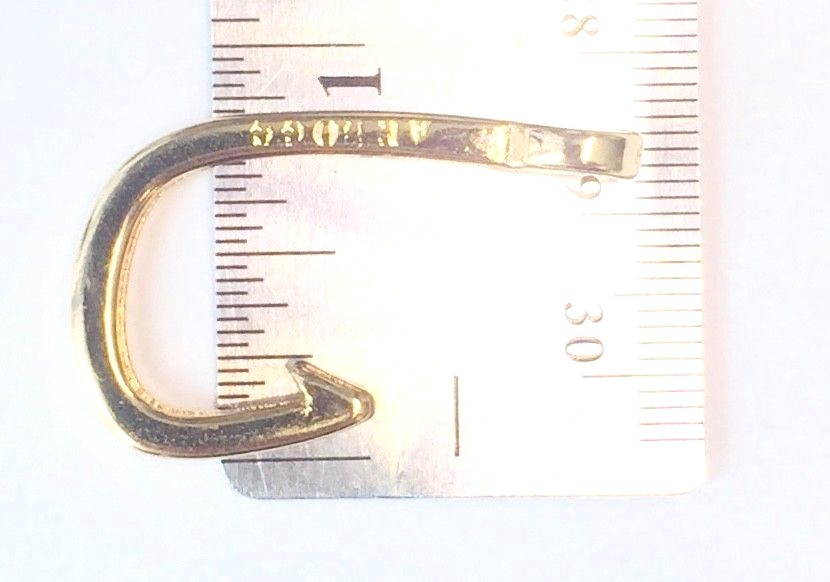 Fish Hook Gold Plated on Zamak Hand Made Solid Charm Pendant Marine ...