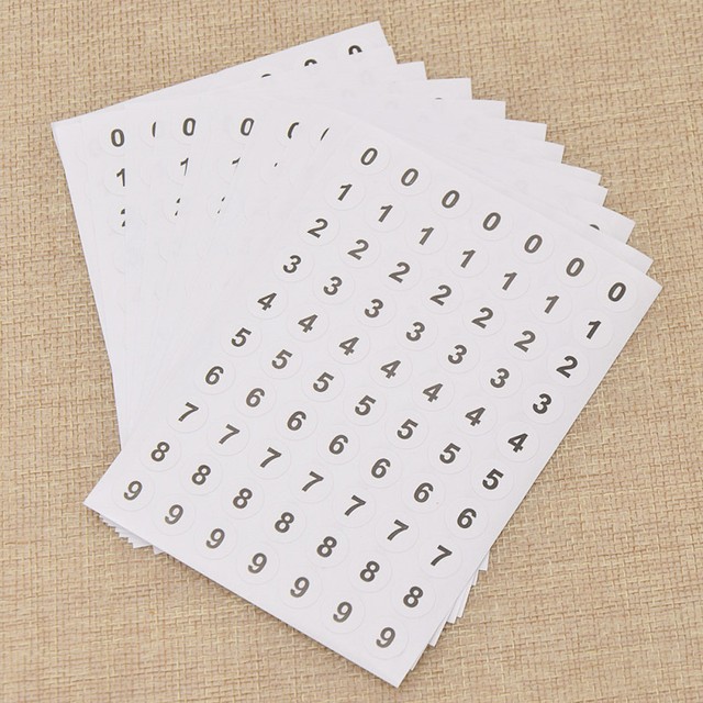 12 Sheets Round Small Label Adhesive Stickers 0 to 9 Number DIY ...