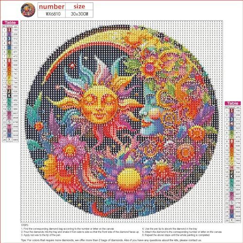 5D Sun, Moon and Stars Diamond Art Painting Kits for Adults, DIY ...