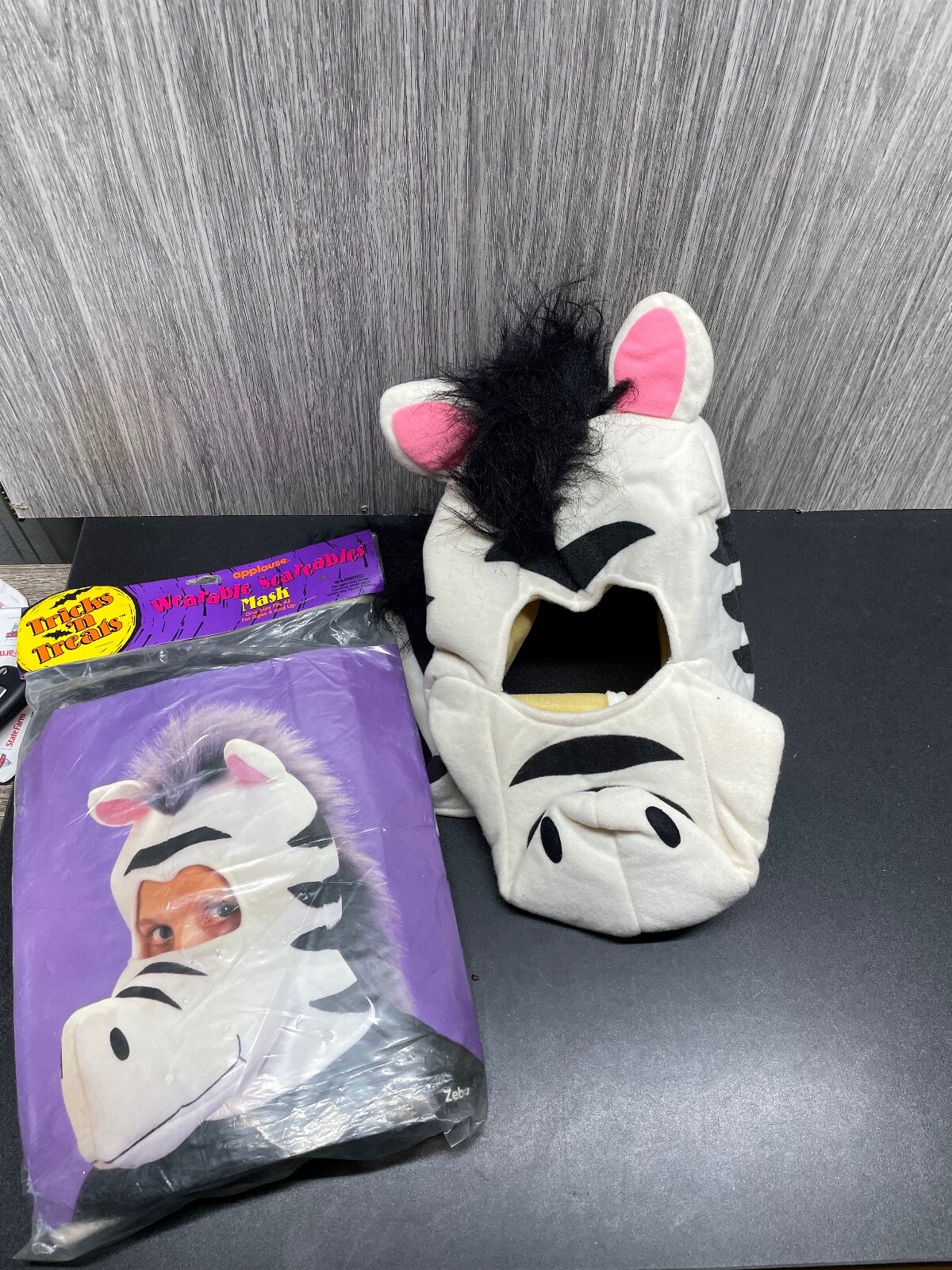 Pair of Fabric Zebra Face Head Mask by Applause one s… - Gem