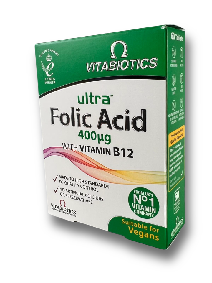 Vitabiotics Ultra Folic Acid 60 Tablets with Vitamin B12 Tiredness ...