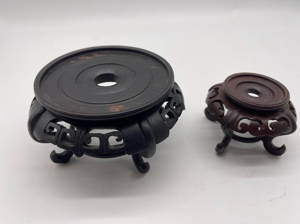 Two Chinese Wood Base Stands | eBay
